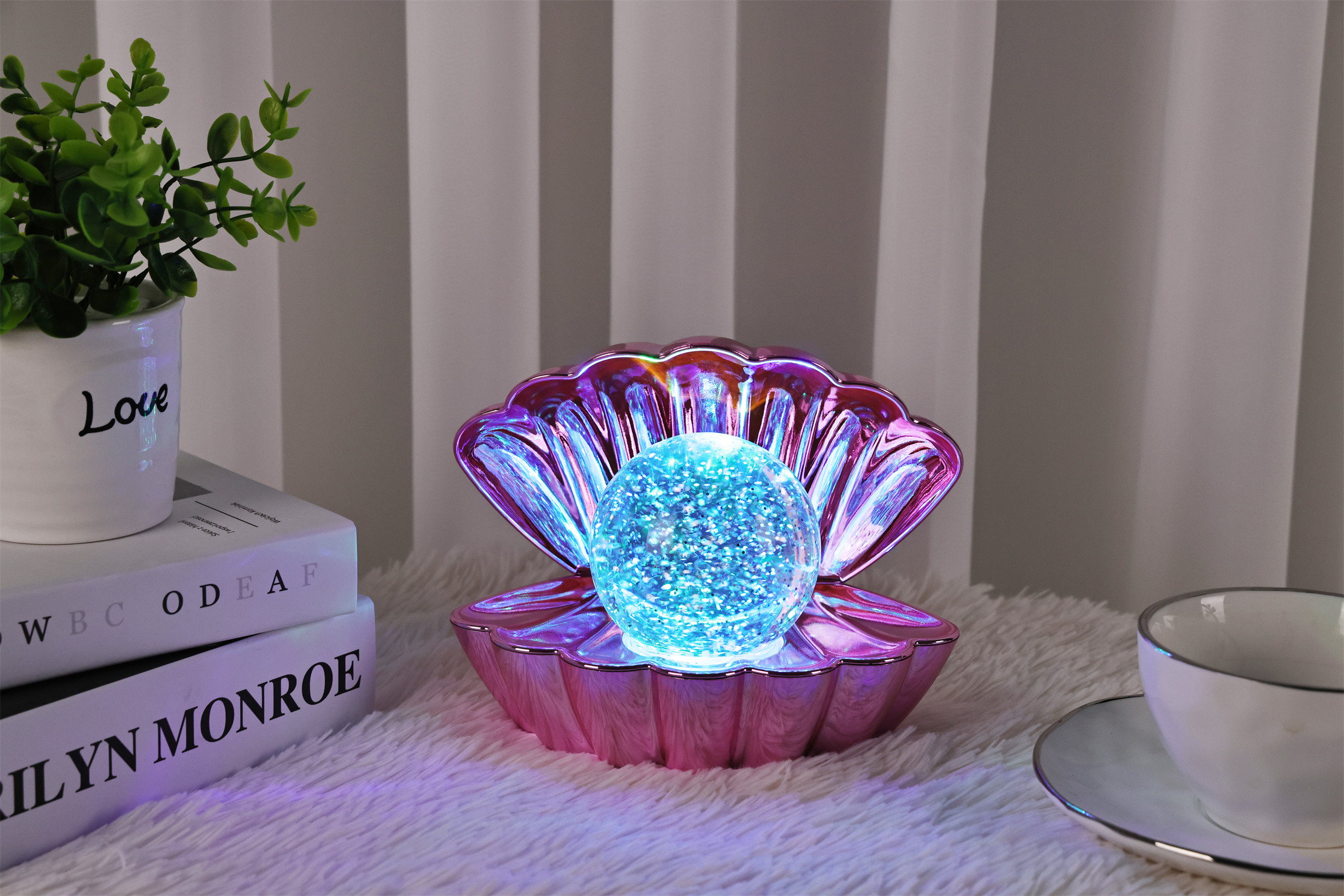 Pink.Metallic-Colour Ch'ging Clam wt Glitter Pearl