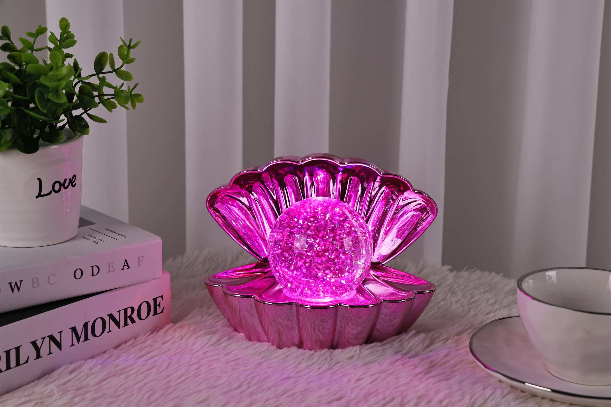 Pink.Metallic-Colour Ch'ging Clam wt Glitter Pearl