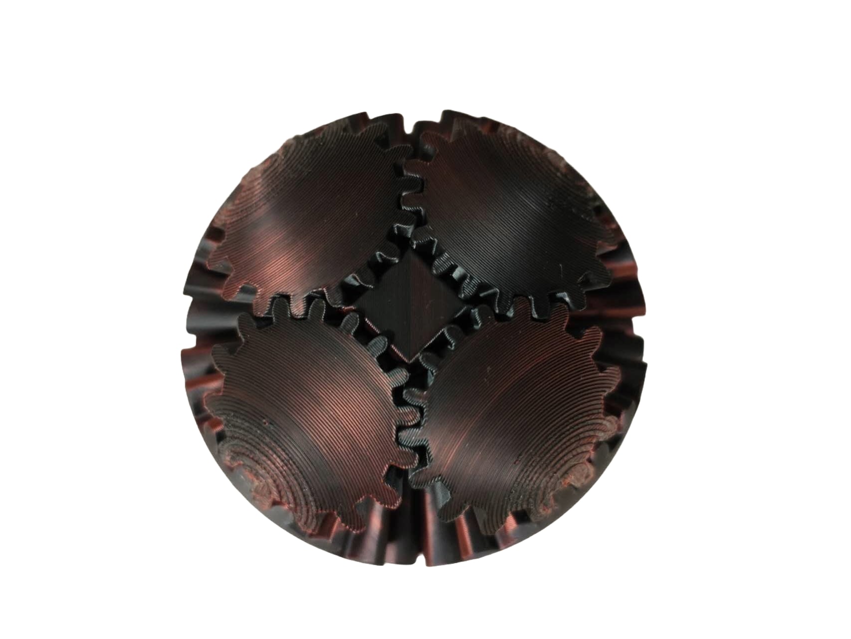 Two-Tone Black Red 3D Printed Gear Ball - 8cm
