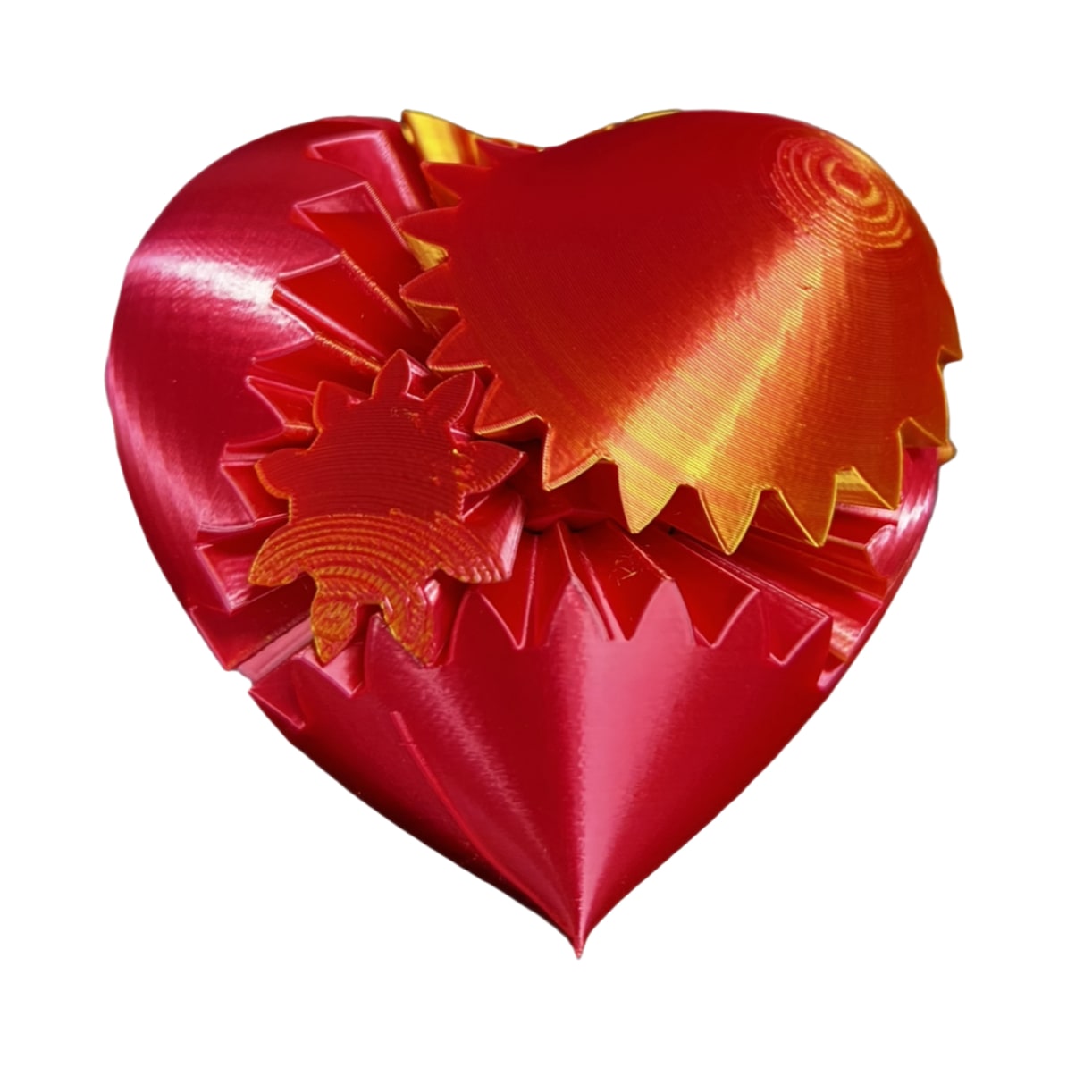 Red Gold 3D Printed Heart Gears