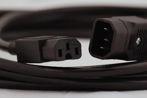 StageCable 10A IEC Cable + Plug & Socket Black PVC 1mm - 1m