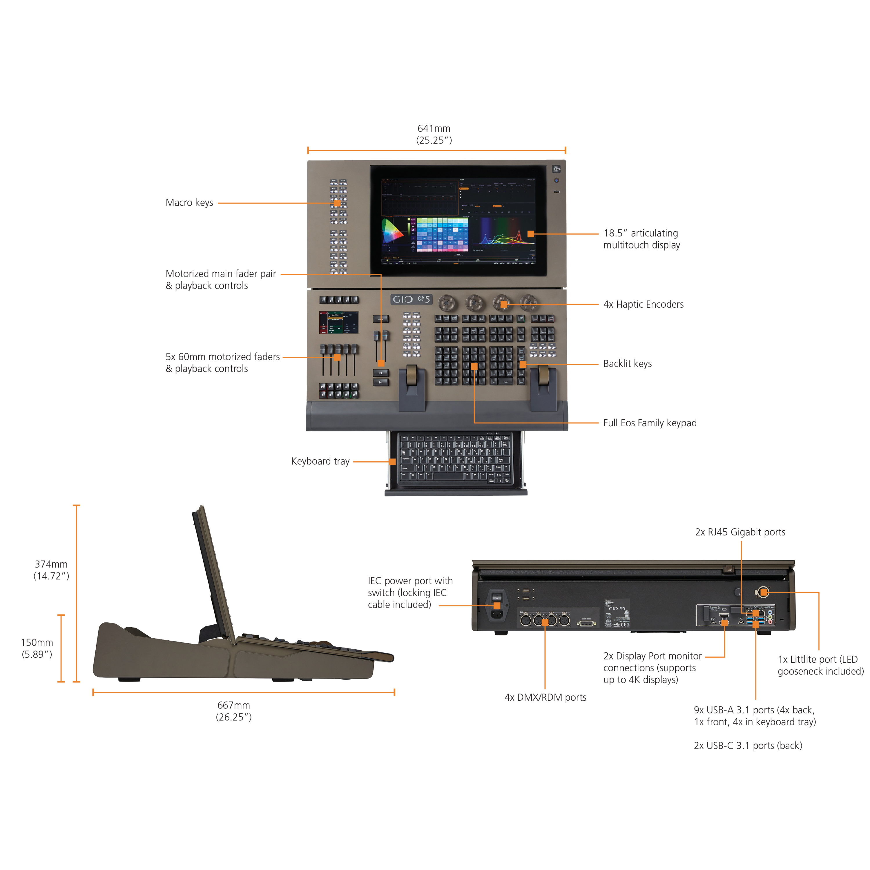 ETC Gio @5 Lighting Control Desk 4096 Outputs | Stage Electrics