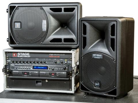Stage Electrics ENCSPSS2H0L Silver Portable Sound System - 2x Hand Held