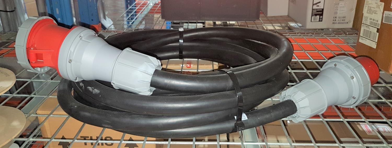 StageCable 125A 415V Cable + Red 5pin 6h Plug & Socket - 10m