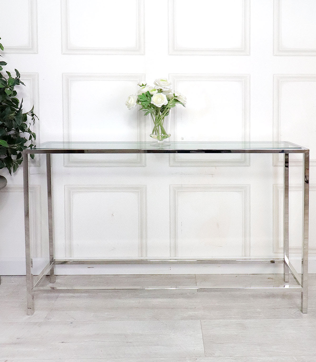 Sloane Chrome Slim Hall Console Table | Nicky Cornell