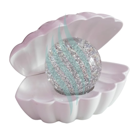 White - Colour Changing LED Clam wt Glitter Pearl