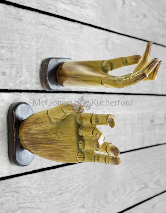 Set of 4 "Helping Hand" Rustic Wood Effect Wall Hands