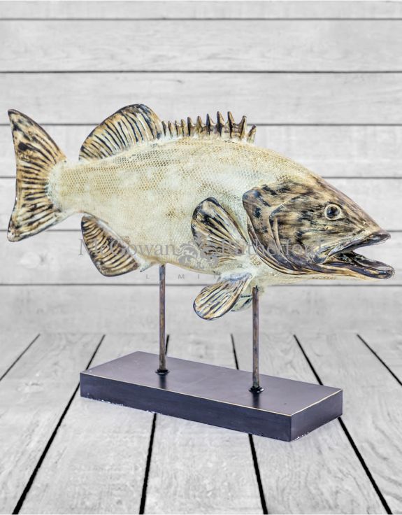 Large Rustic Wood Effect Fish on Stand
