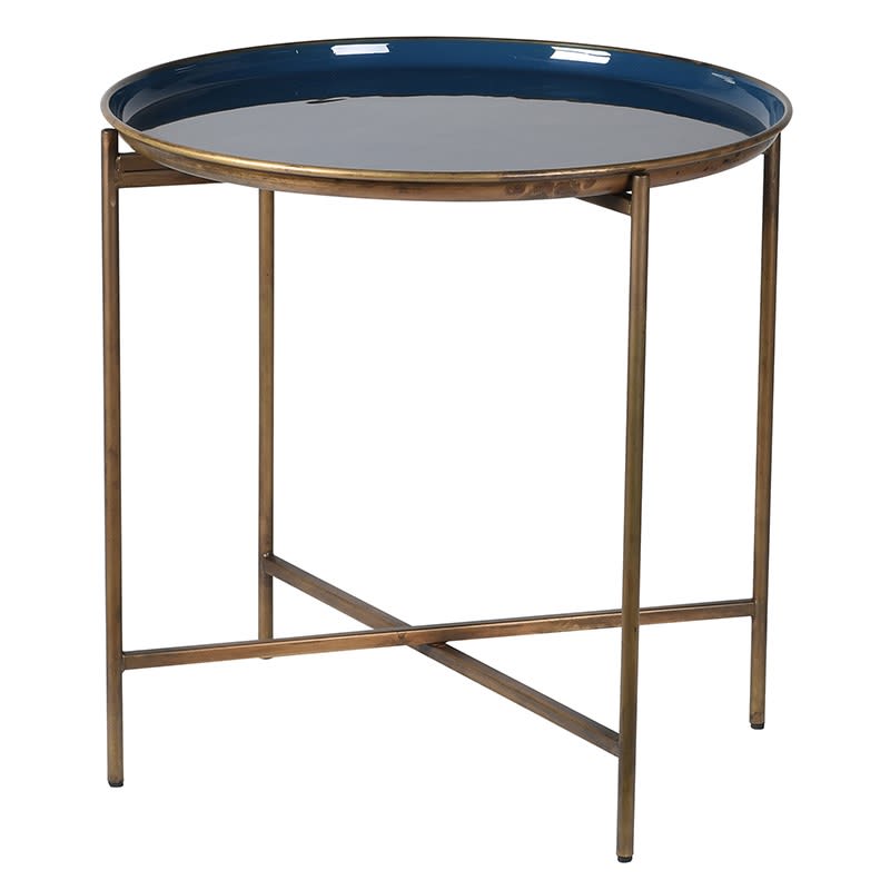 Blue and Gold Enamel tray Table | Nicky Cornell
