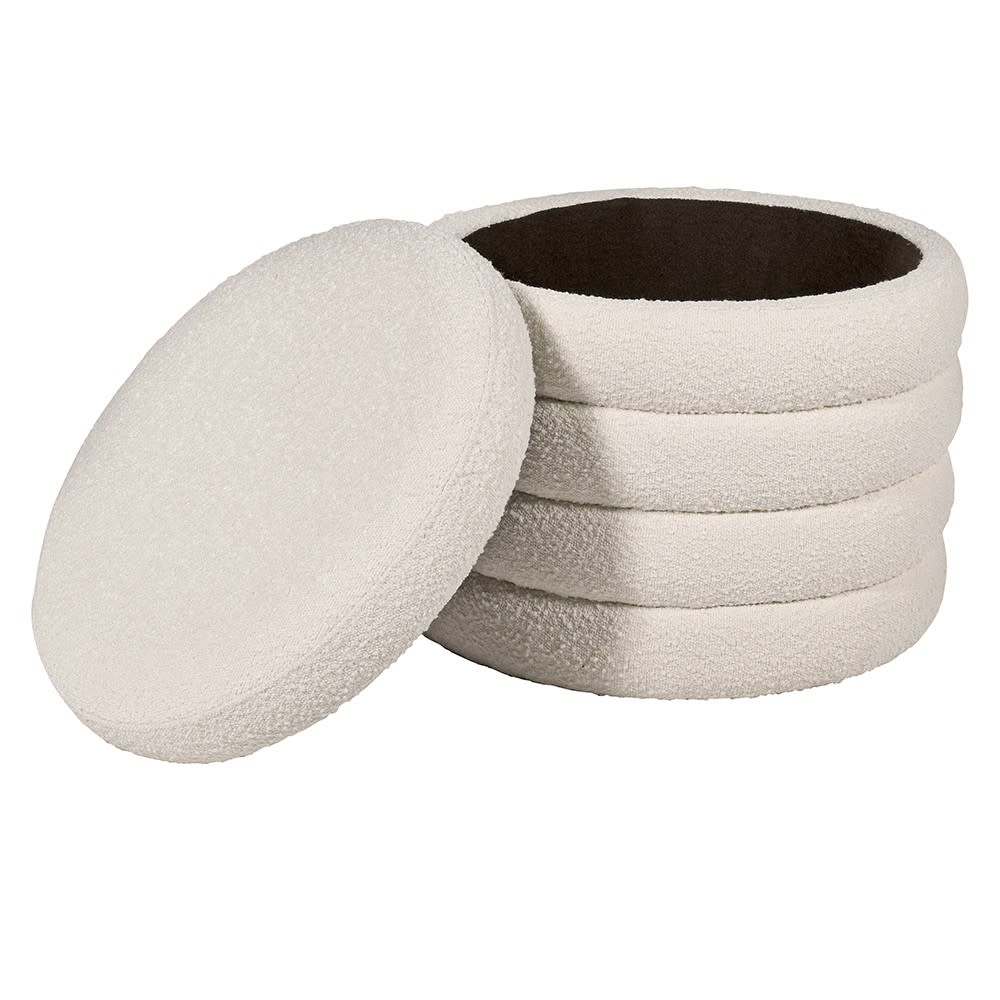 Cream Boucle Small Ottoman Stool | Nicky Cornell
