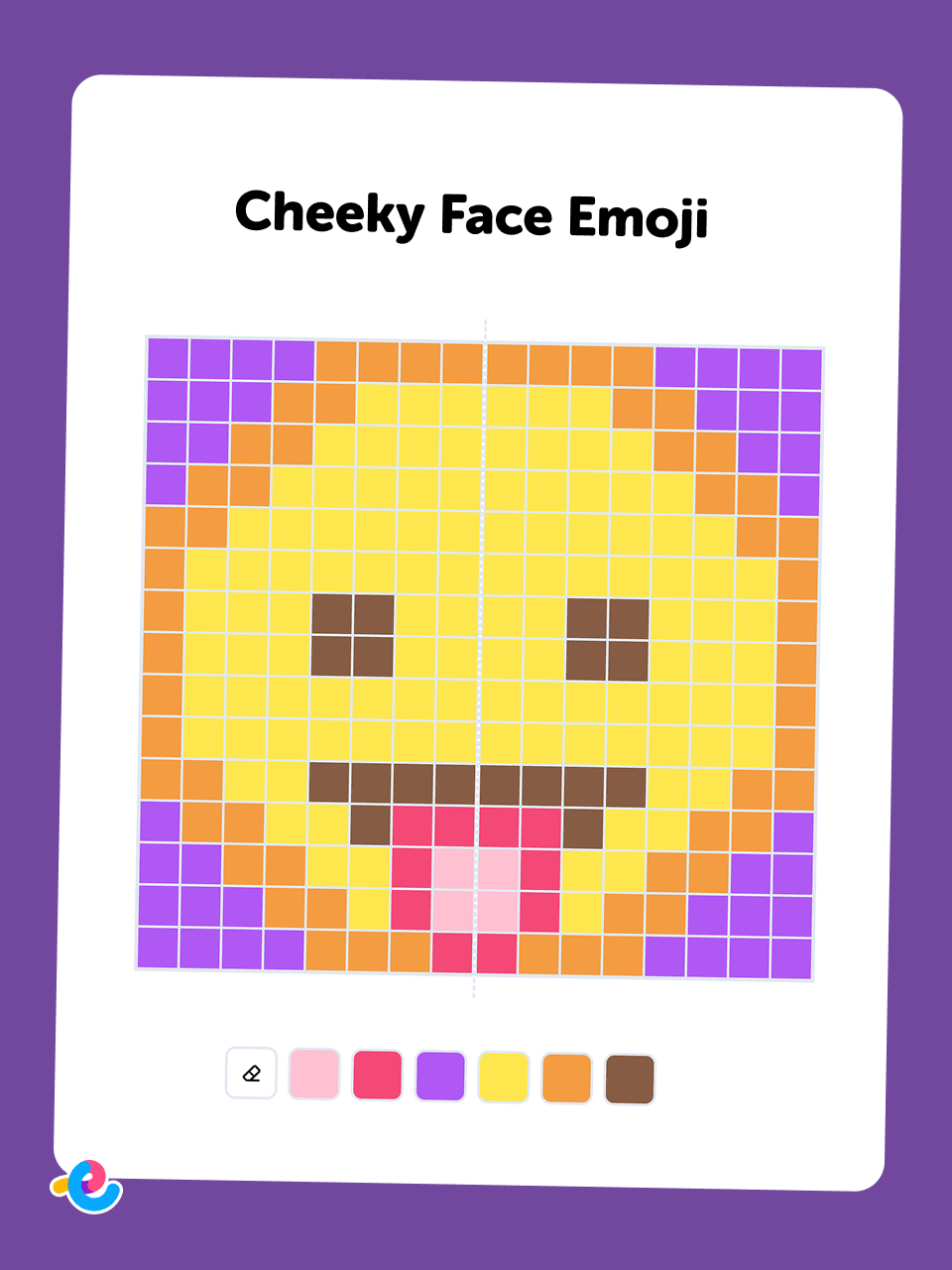 Symmetry Pixel Art - Cheeky Face Emoji Activity teaching resources | Edzo
