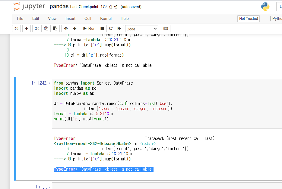 Python 파이썬 Typeerror Dataframe Object Is Not Callable 프로그래머스 커뮤니티 4899