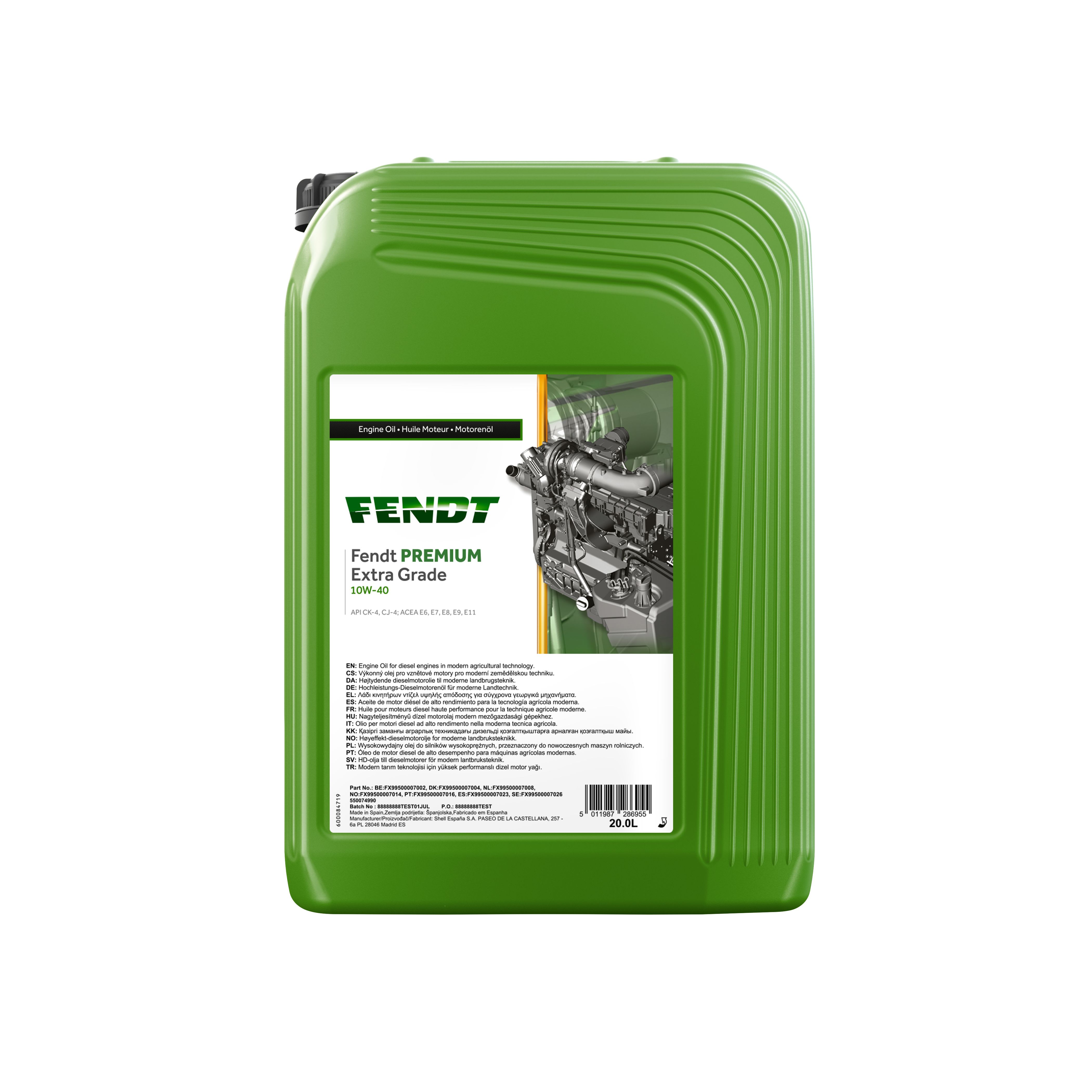 Fendt Premium Extra Grade 10W-40 dieselmotorolje 20L - Eiksenteret