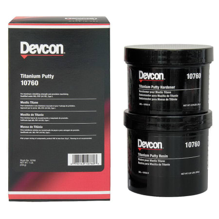 Devcon 10760 Titanium Filled Epoxy Putty, 1 lb Can, Gray/Off-White | EIS