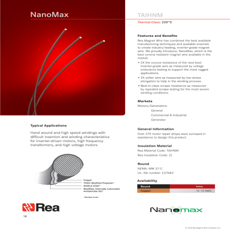 Rea Magnet Wire Nanomax Copper Heavy Build Round Magnet Wire | EIS