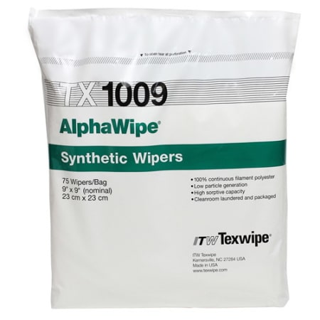 Texwipe TX1009 AlphaWipe® Dry Cleaning Wipes, 9" W x 9" L, Polyester | EIS