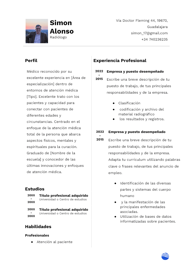Radiólogo - EjemplosCV