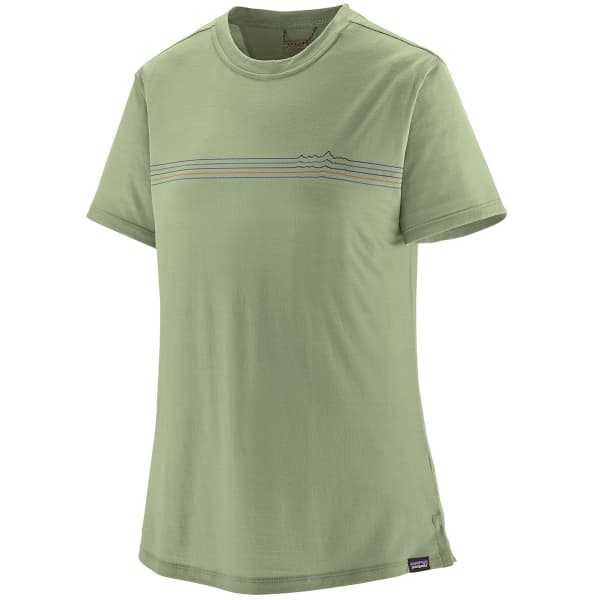 PATAGONIA-W'S CAP COOL MERINO GRAPHIC SHIRT FITZ ROY FADER: SALVIA GREEN - Camiseta senderismo