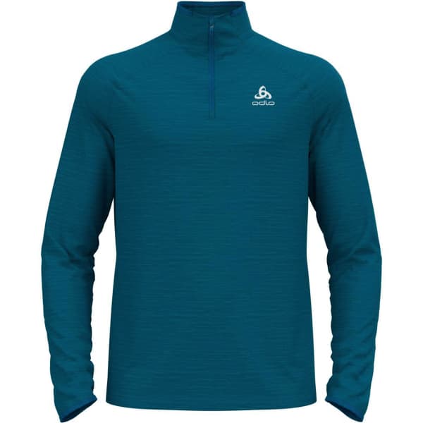 ODLO-RUN EASY WARM MIDLAYER 1/2 ZIP SAXONY BLUE MELANGE - T-shirt running
