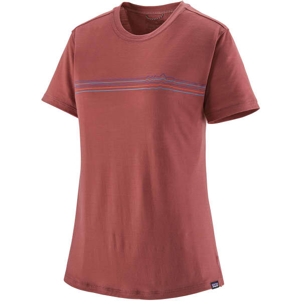 PATAGONIA-W'S CAP COOL MERINO GRAPHIC SHIRT FITZ ROY FADER: ROSEHIP - T-shirt randonnée