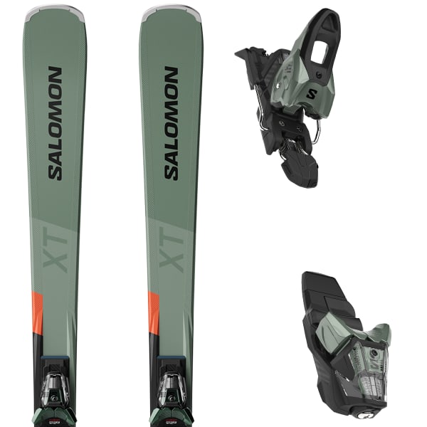 SALOMON-S/MAX 8 XT + M11 GW OIL GREEN / BLACK / NEON RED - Paquete esquí