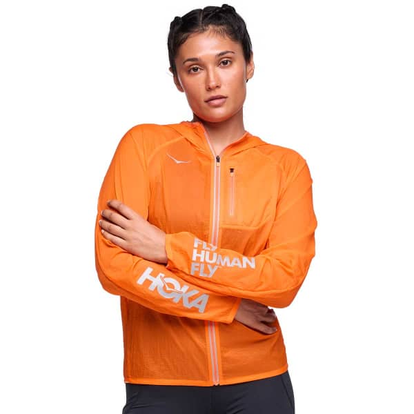 HOKA ONE ONE SKYFLOW JACKET VIZ W ELECTRIC TANGERINE - Running jacket