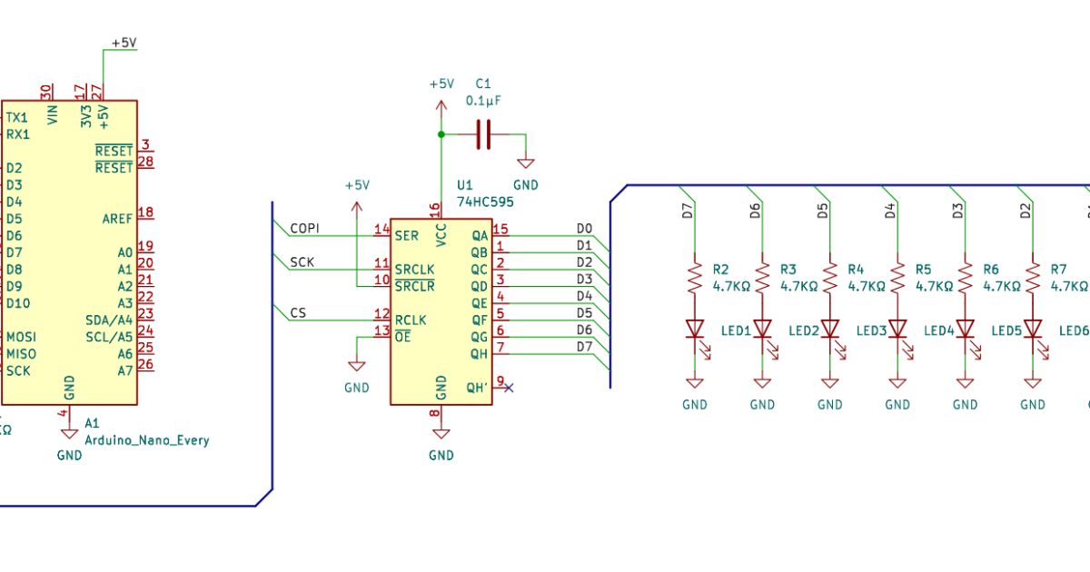 Arduinoからシフトレジスタ 74HC595へ SPIでデータを送る by meyon230 | elchika