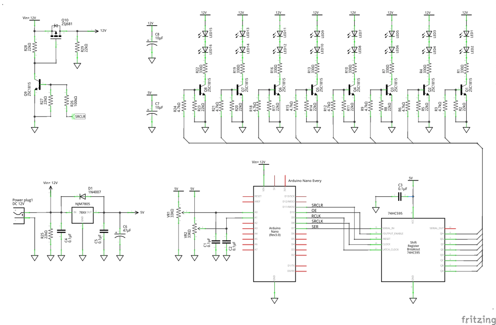 Arduino で シフトレジスタ 74HC595 を制御する by meyon230 | elchika