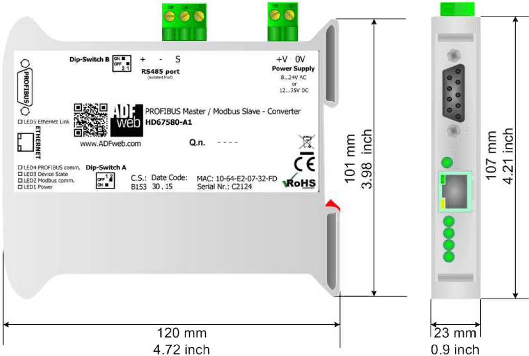 Gateway Modbus Slave form/to PROFIBUS Master Elteco.no