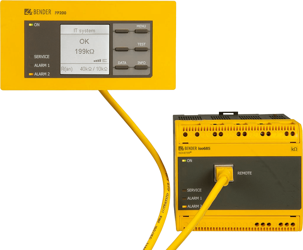 iso685-S-P+FP200. A-Isometer. m/separat display. Modbus TCP. web server ...