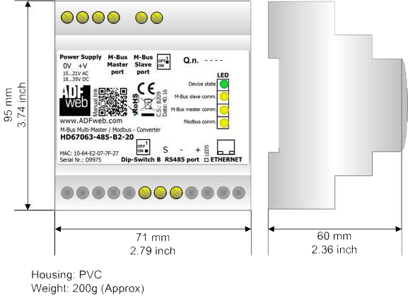 Gateway Multi-Master M-BUS to Modbus Slave RS485 Elteco.no
