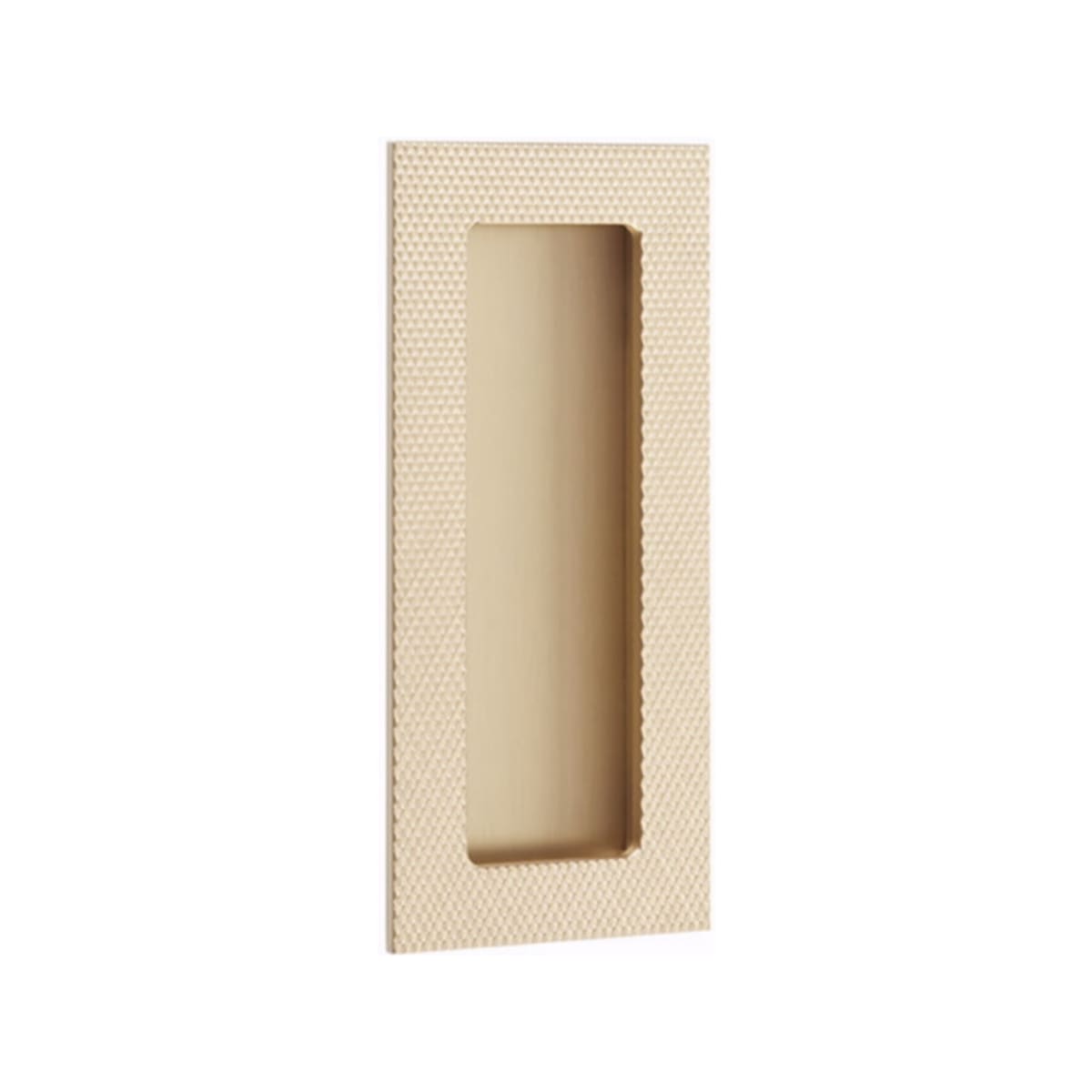 Modern Rectangular Knurled Flush Pull with Plain Pocket | Emtek