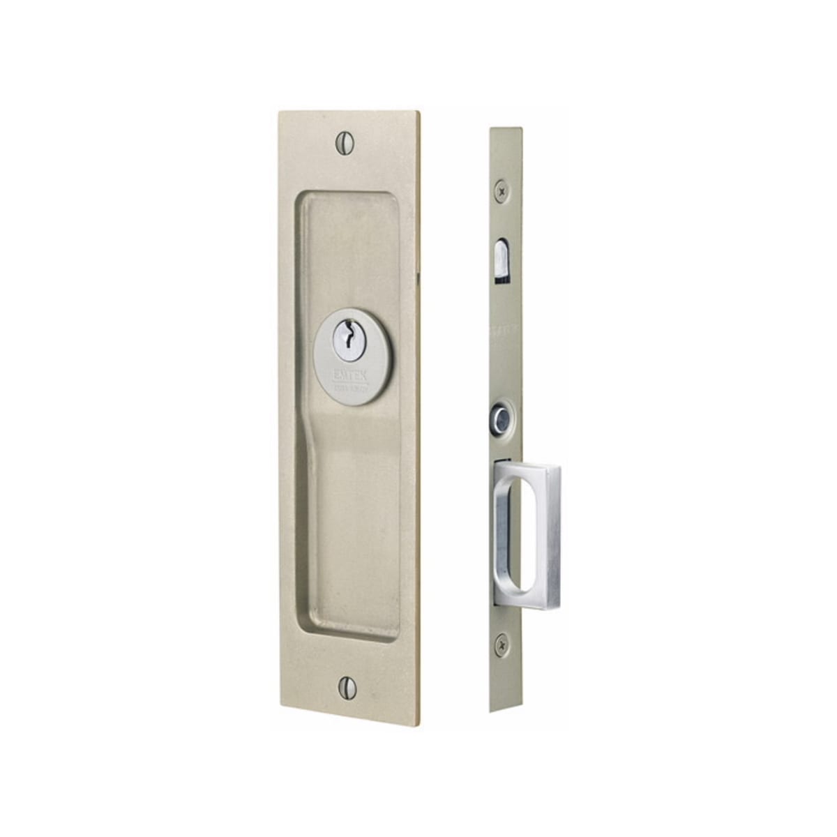 Rustic Modern Rectangular Pocket Door Mortise Lock | Emtek