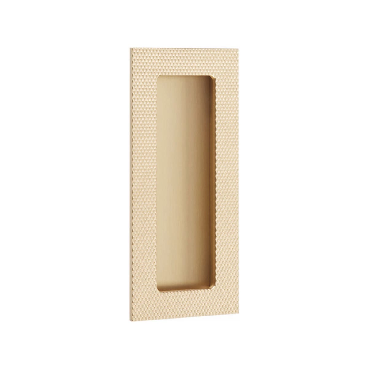Modern Rectangular Knurled Flush Pull with Plain Pocket | Emtek