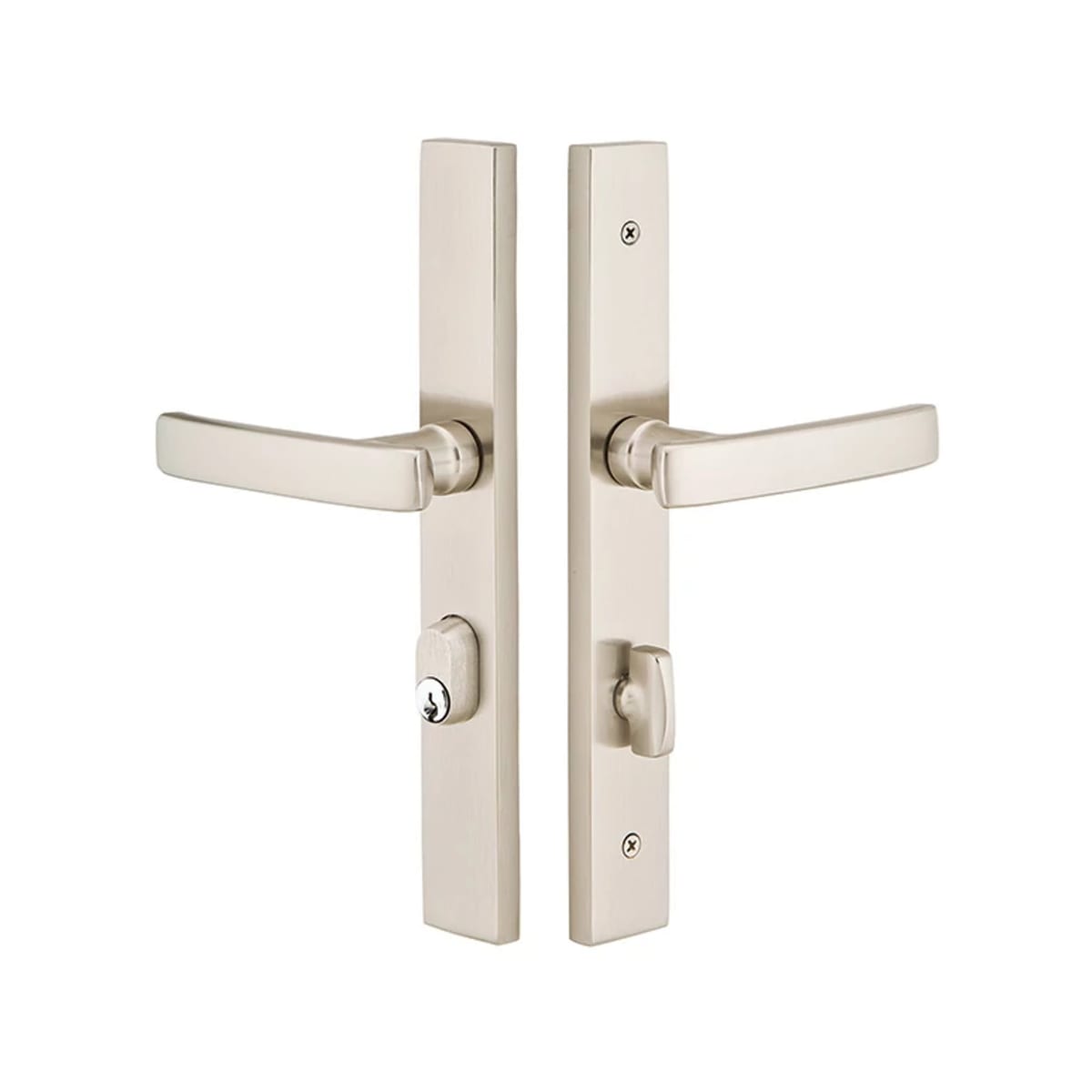 Modern Rectangular Keyed Stretto 1-1/2" x 11" Narrow Trim Sideplate Lock | Emtek