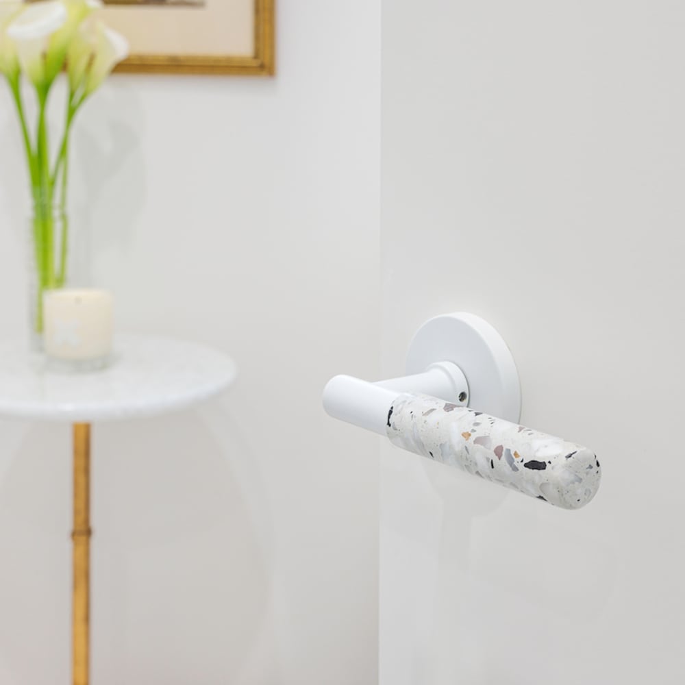 Select L-Square Terrazzo Lever | Emtek