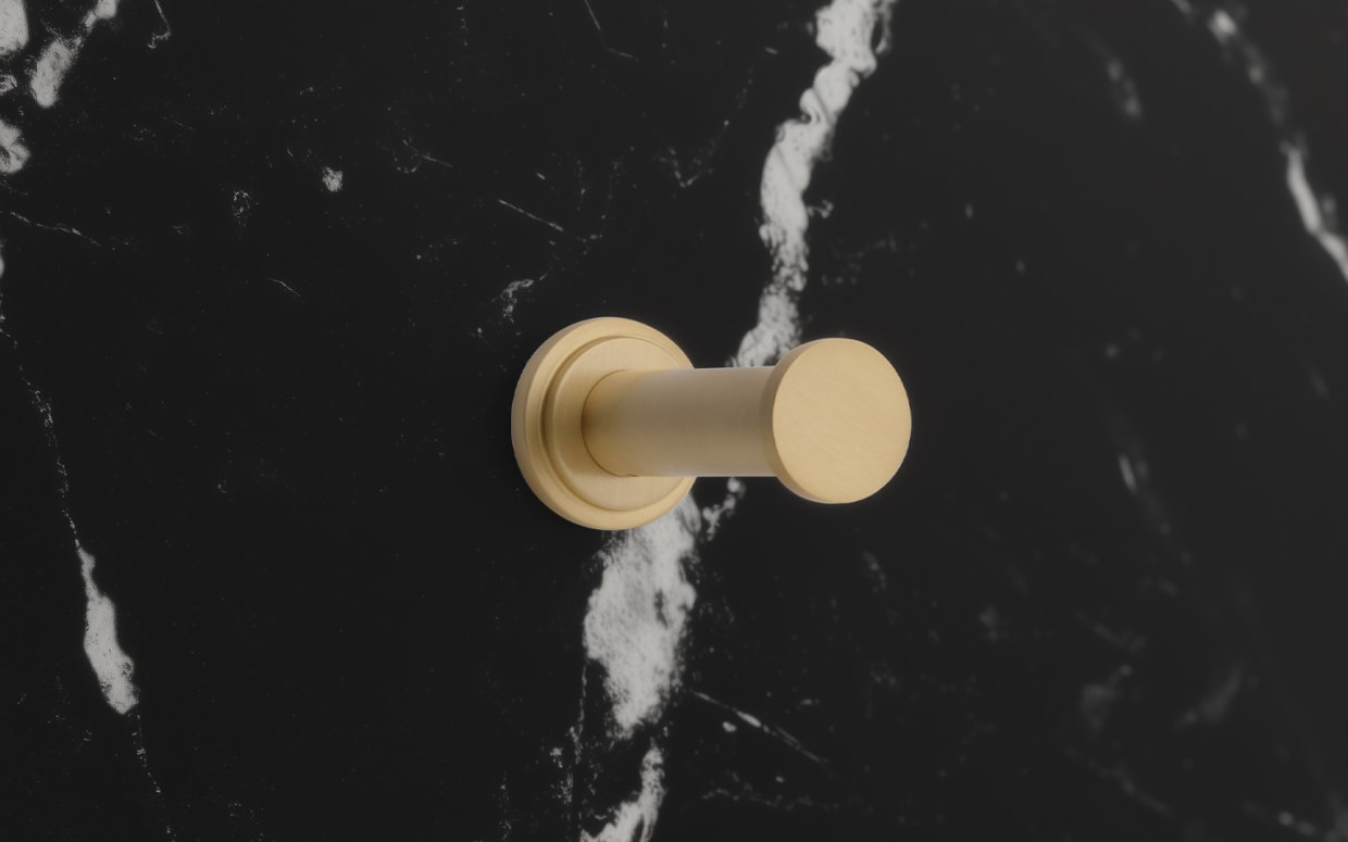 Modern Tubular Brass Single Robe Hook with Rosette | Emtek