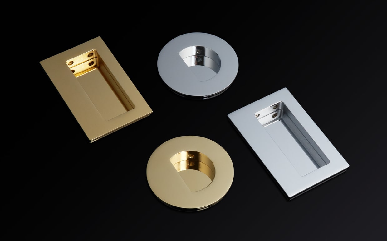 Brass Round Flush Pull with Half Moon Pocket | Emtek