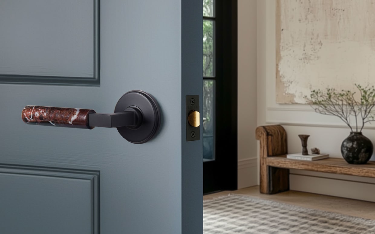 SELECT L-Square Rosso Levanto Marble Lever | Emtek