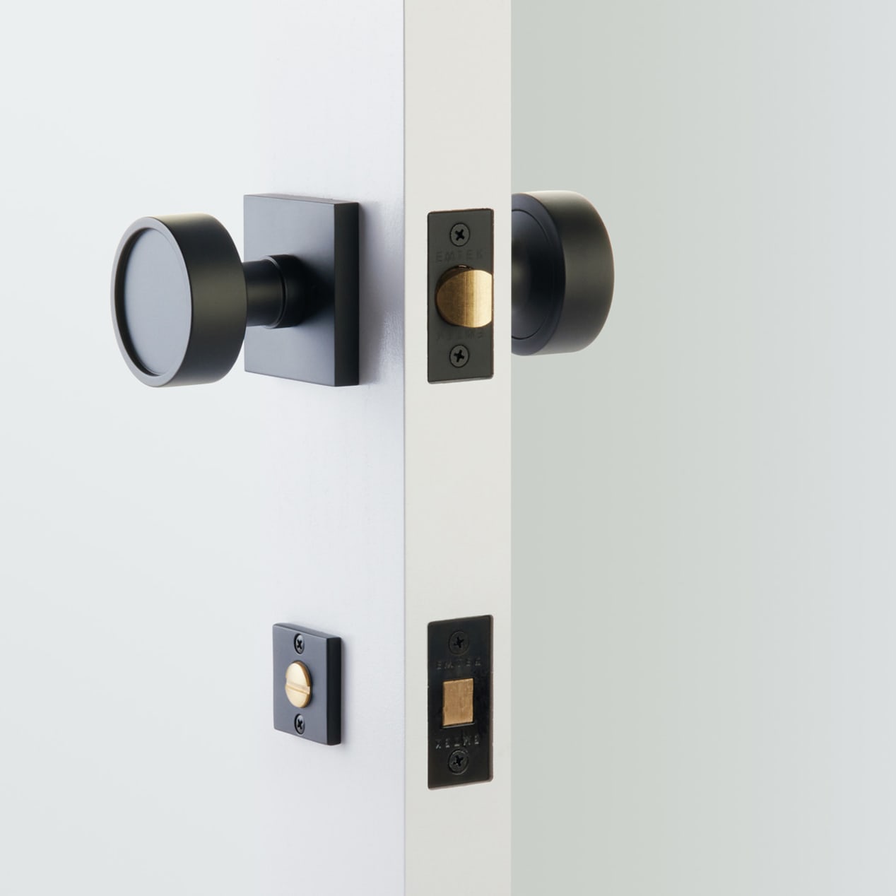 Square Double Rosette Privacy Bolt with Indicator | Emtek