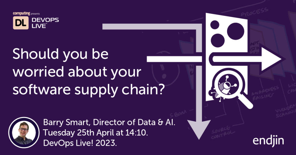 Barry Smart presenting about Software Supply Chain Security at DevOps ...