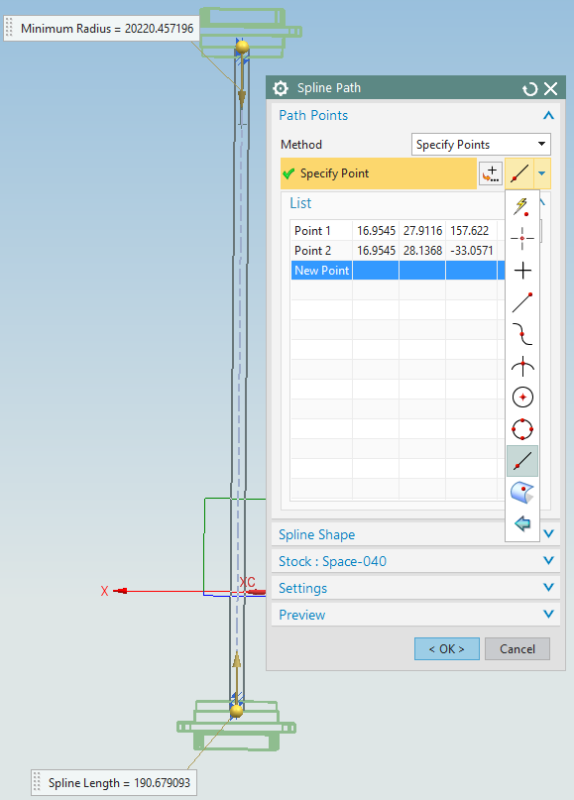 Cable Routing Spline Path, Adding In Between Points | Eng-Tips