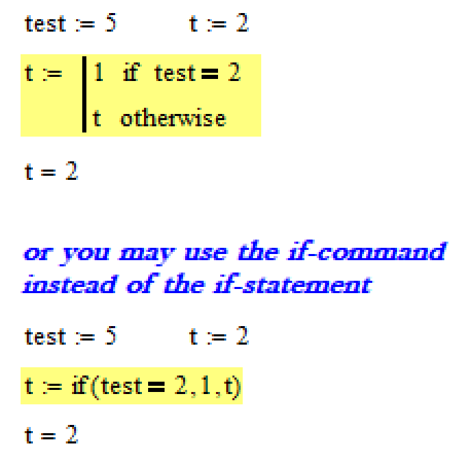 Mathcad15 If Statement False Previously Defined Variable Deleted 