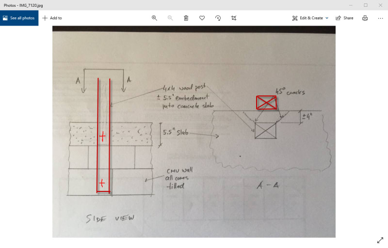 Wood railing post on concrete slab edge | Eng-Tips