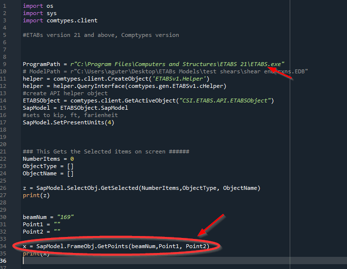 Etabs V21 Api Errors With Cframeobj Using Python Computers And Structures Etabs Eng Tips