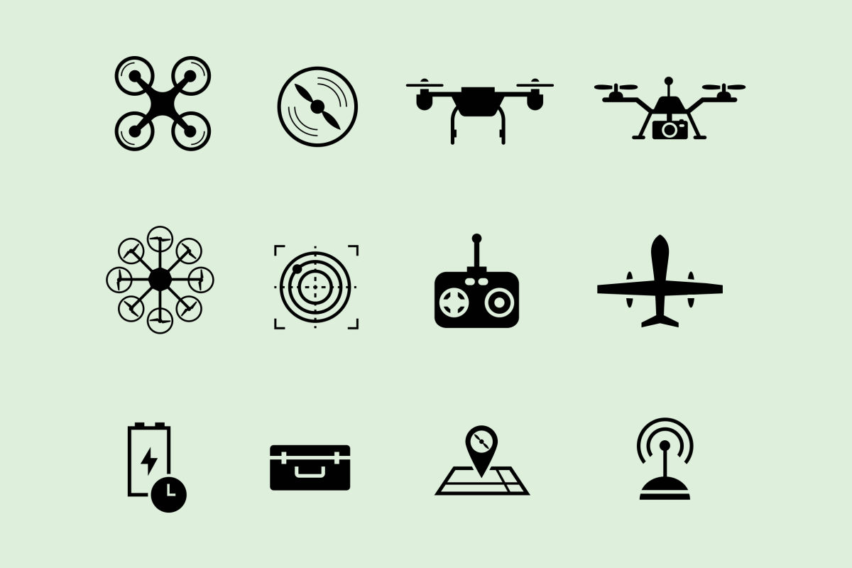 12 Drone Icons by creativevip on Envato Elements
