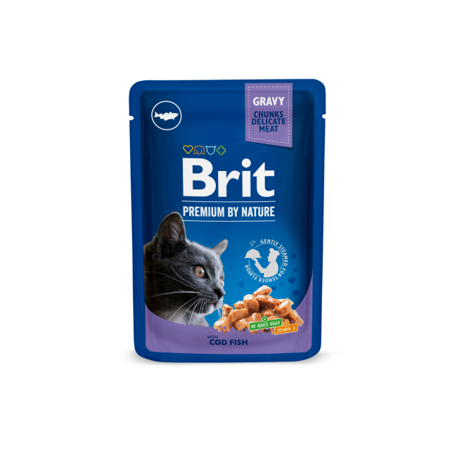 Brit Premium Adult Cod Fish in Gravy Wet Cat Food | ePETstore