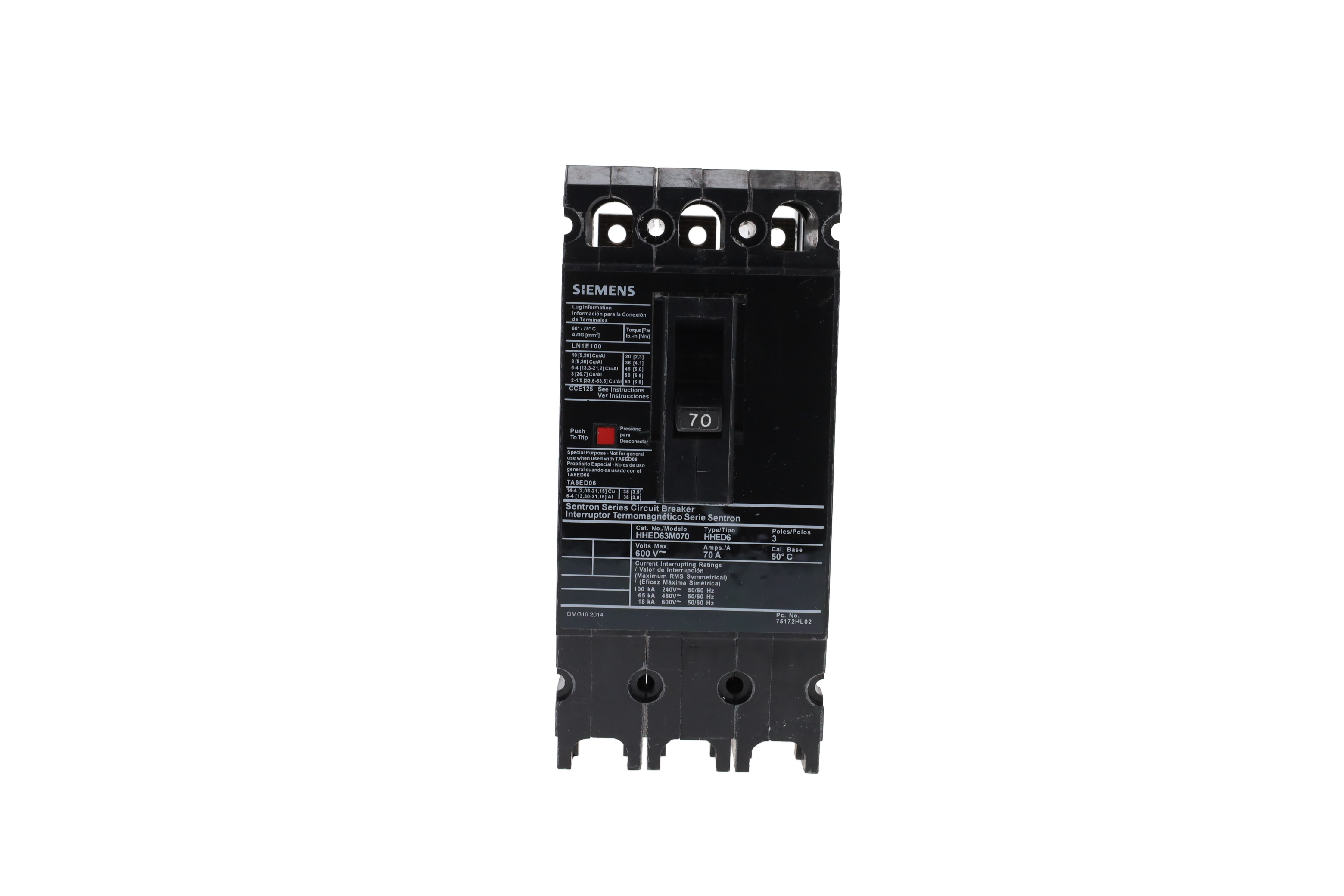 HHED63M070 Molded Case Circuit Breaker by SIEMENS