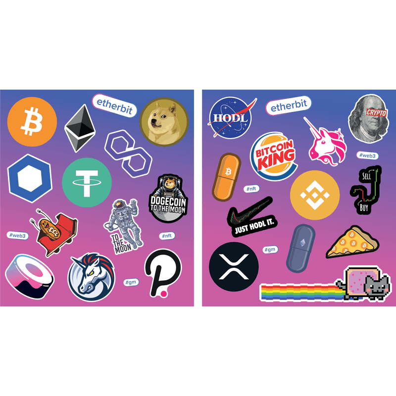 Crypto Sticker Sheet - 2 Pack - Sticker - Merchandise - Etherbit.in