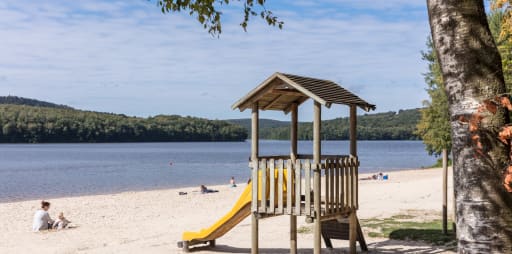 Lac des Vieilles Forges Campsite, Ardennes, France, beach